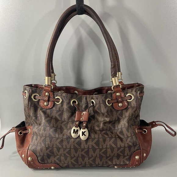 Michael Kors | Bags | Vintage Michael Kors Monogram Brown Leather ...